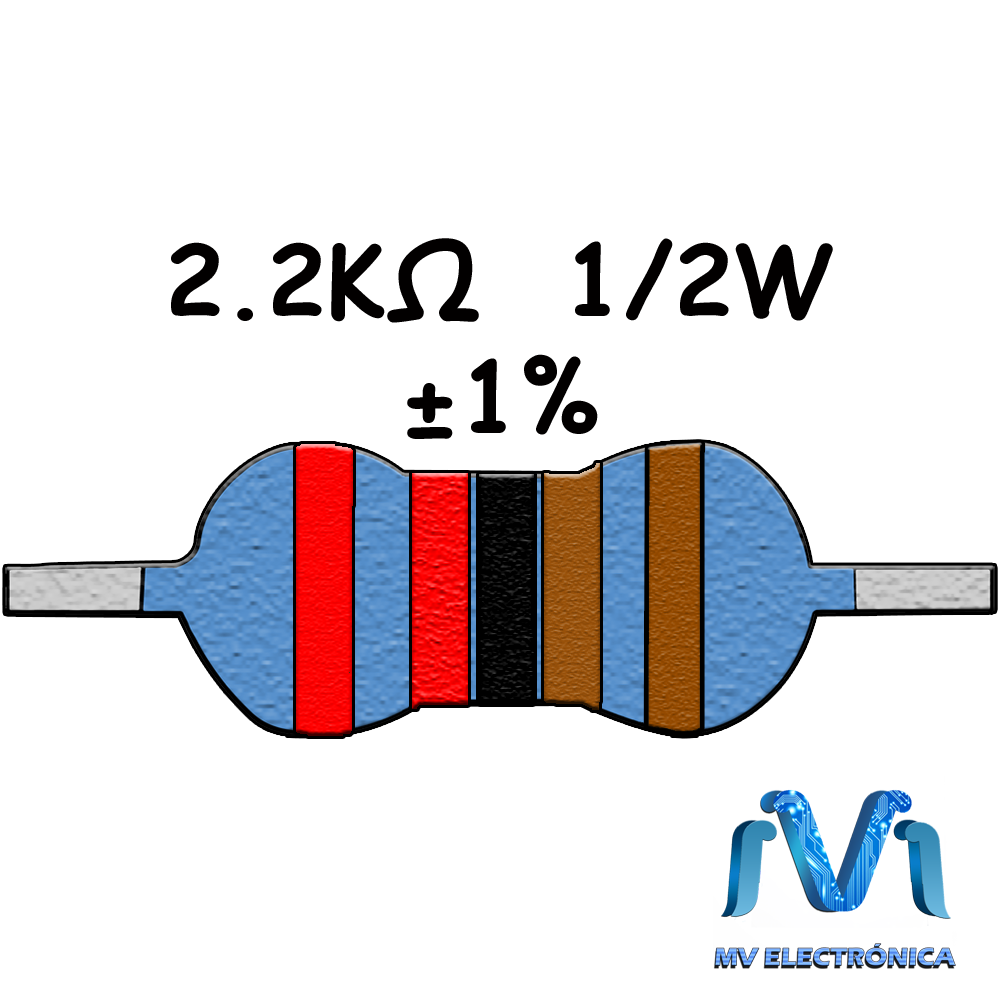2K2 2.2K OHMS RESISTENCIA DE 1/2 WATTS